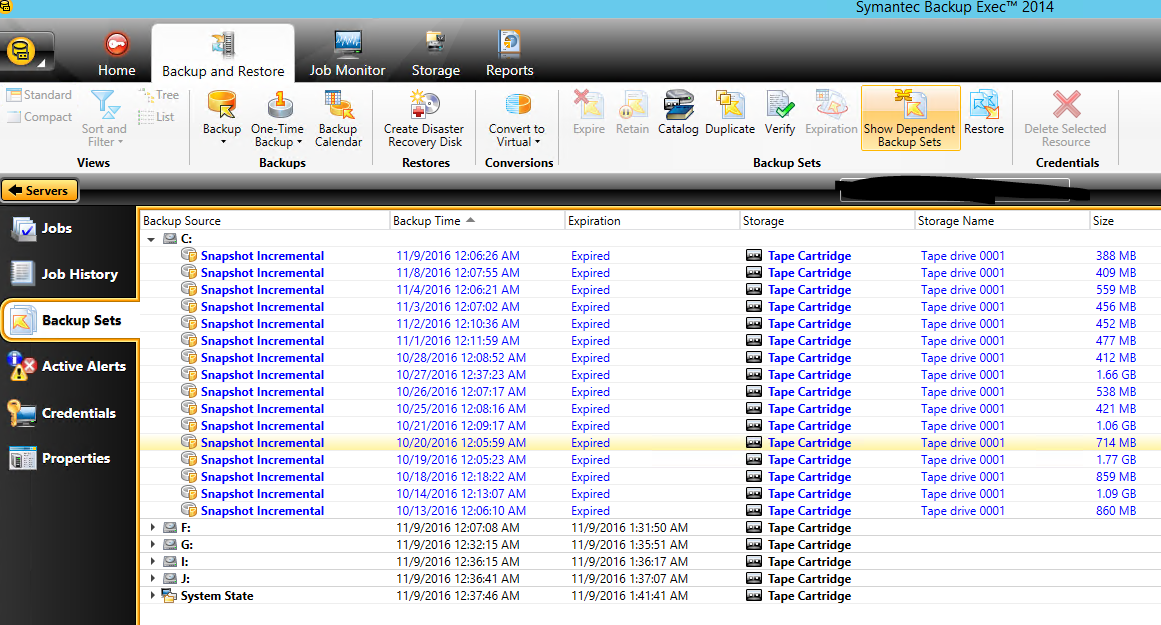 Full backup sets missing, incremental are available | VOX
