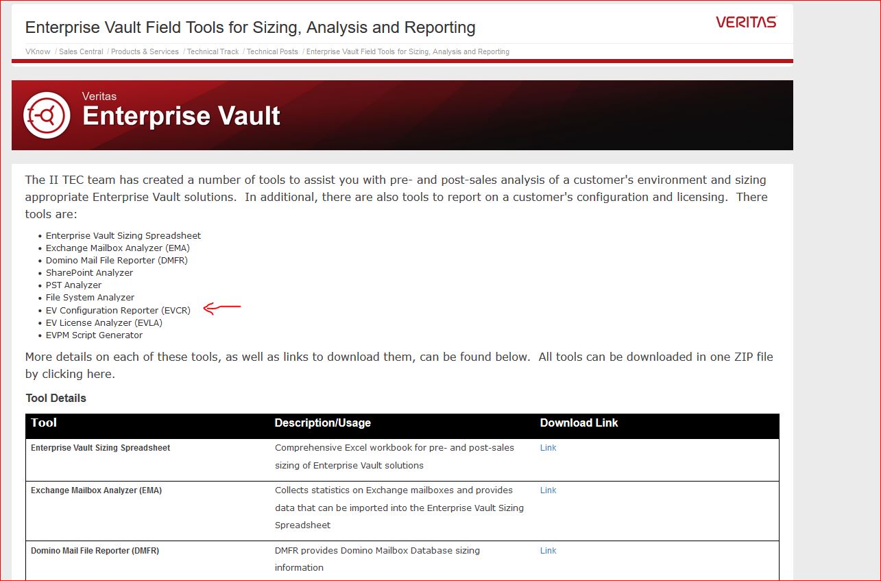 Enterprise Vault Configuration Reporter (EVCR) for Enterprise Vault 12. ...