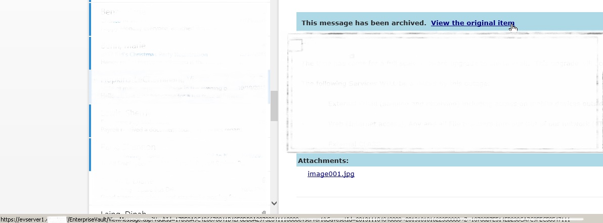 Evault shortcuts in OWA | VOX